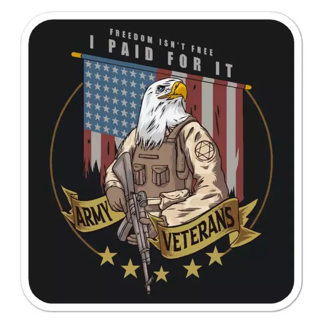 Usa Army Veteran Sticker Indoor Outdoor Phone Decal Water Bottle ...