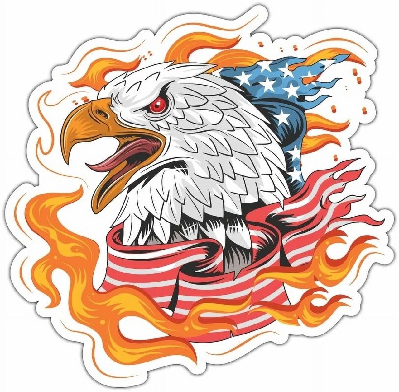 Usa Bald Eagle Patriotic America Flag Flame Car Window Stickerphone ...
