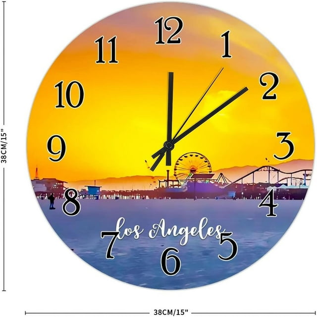 Usa City Los Angeles Wood Wall Clock American City In California Clock ...