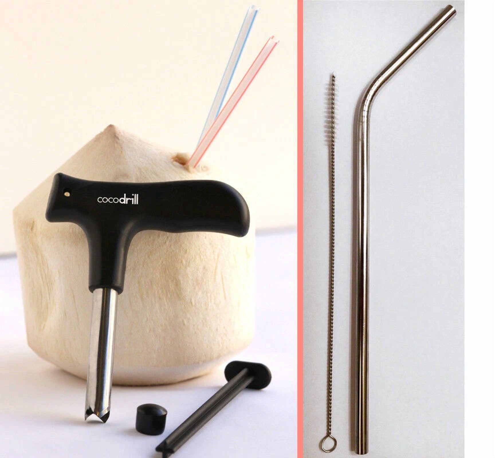 Usa Cocodrill Coconut Opener Tool + Stainless Steel Straw Opening Coco ...