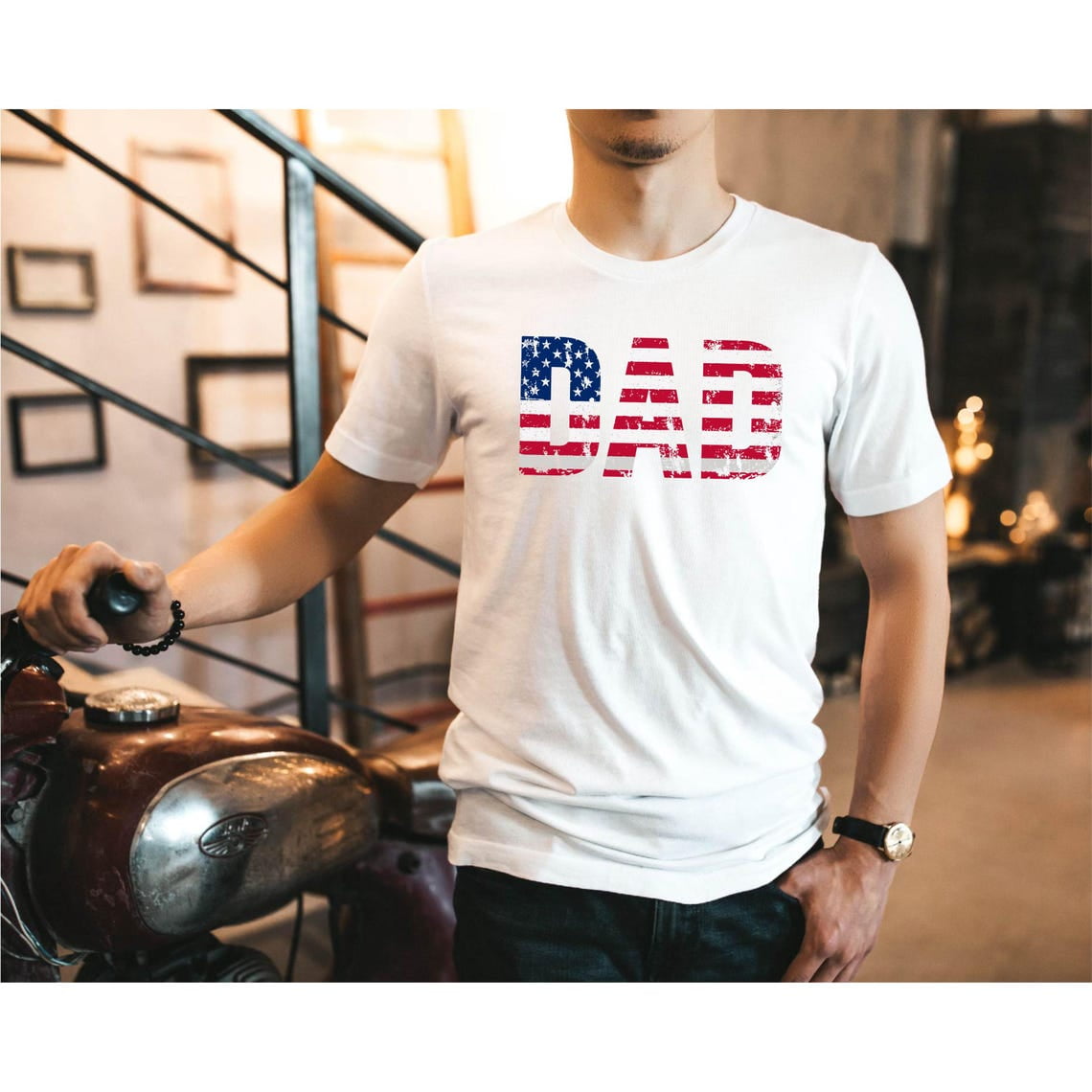 Usa Flag Dad Shirt, Father'S Day Shirt, Patriotic Dad Shirt, American ...