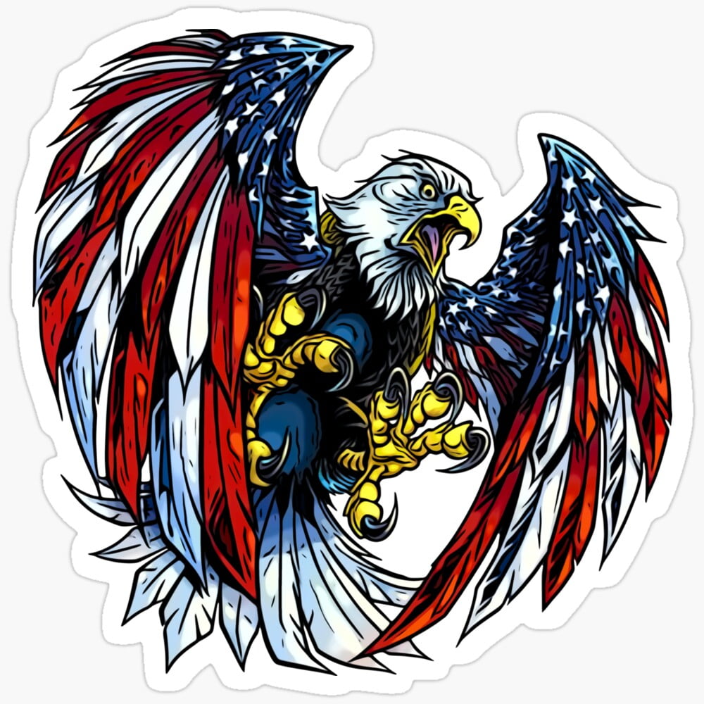 Usa Flag Eagle Sticker Phone Decal Water Bottle Stickers Car Decals ...