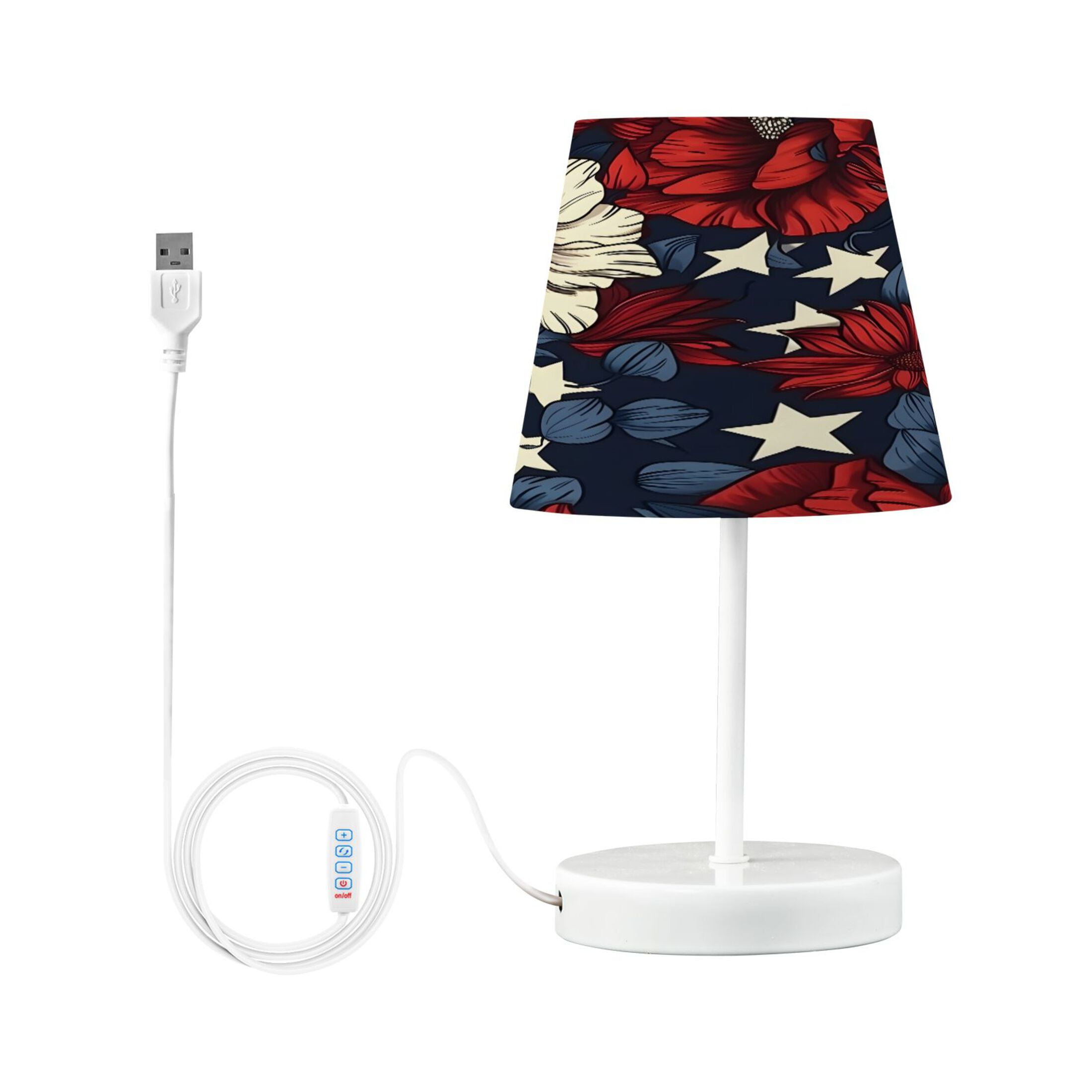 Usa Flag Patriotic Floral Desk Lamp LED Table Nightstand Lamps with 3 ...
