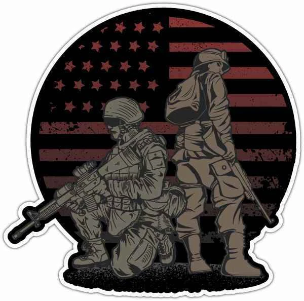 Usa Flag Soldiers Army Military Veteran Car Stickerphone Decal Water ...