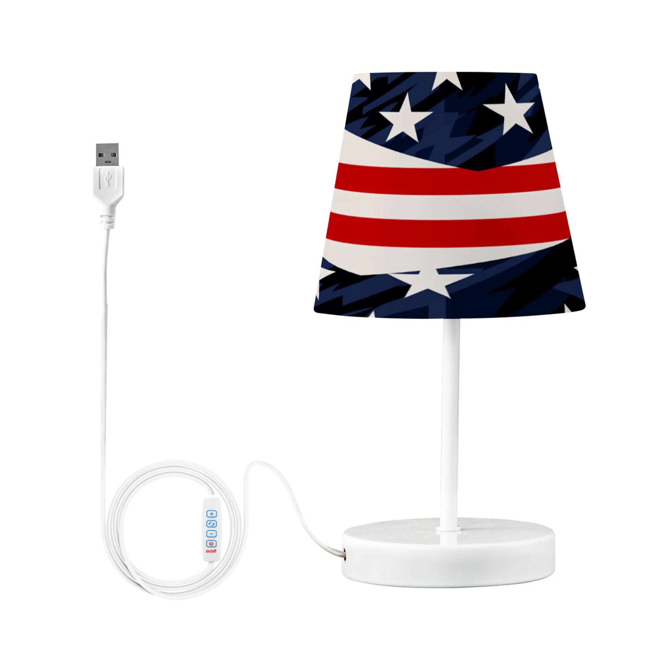 Usa Flag Stripes Stars Desk Lamp LED Table Nightstand Lamps with 3 ...