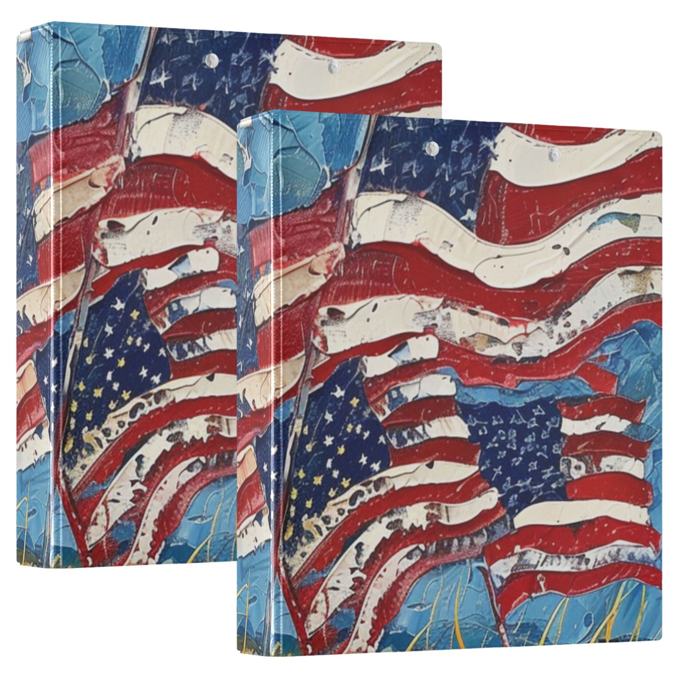 Usa Flags 3 Ring Binders 1.5 inch Hardcover File Folders with Interior ...