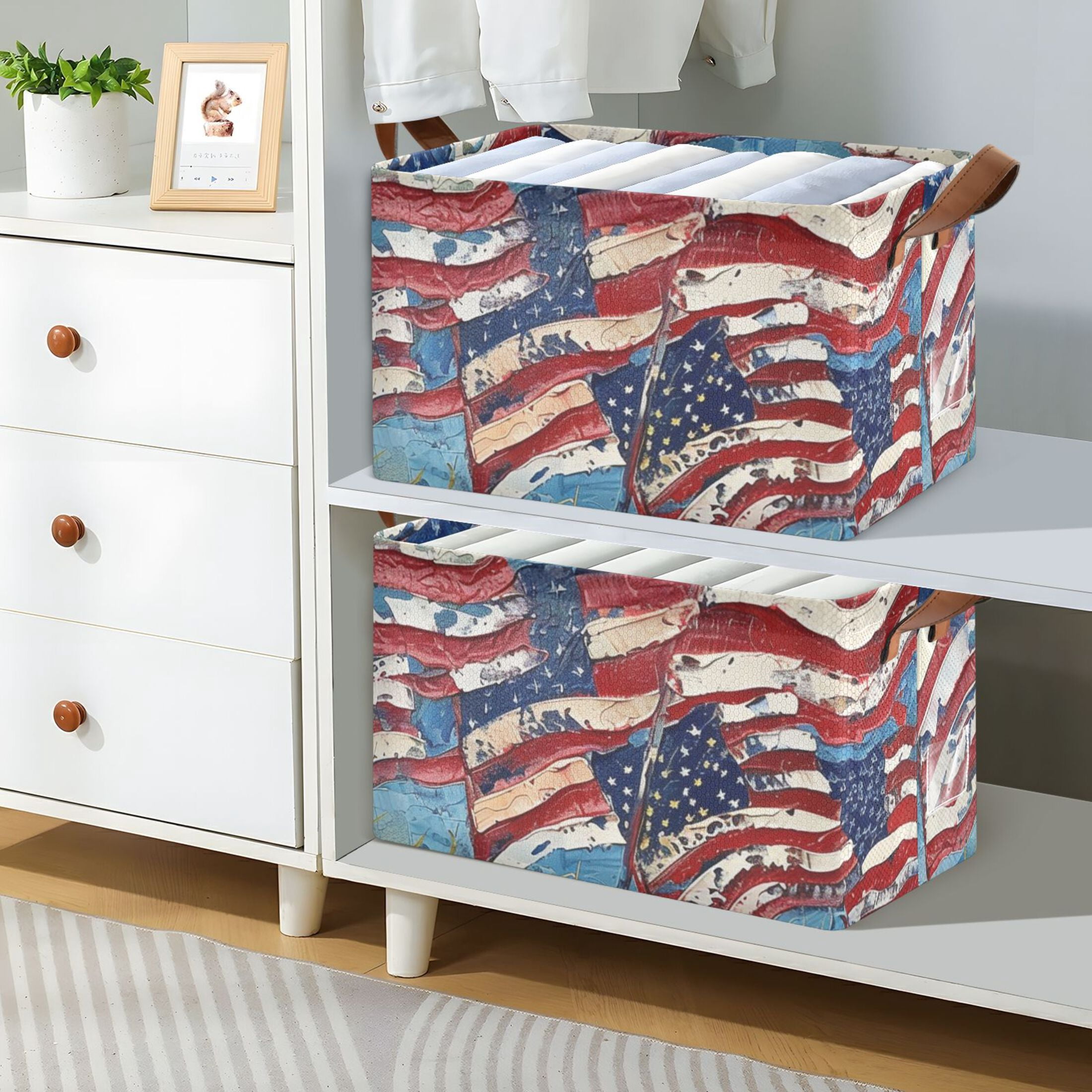 Usa Flags Foldable Storage Large Fabric Storage Baskets Organizer ...