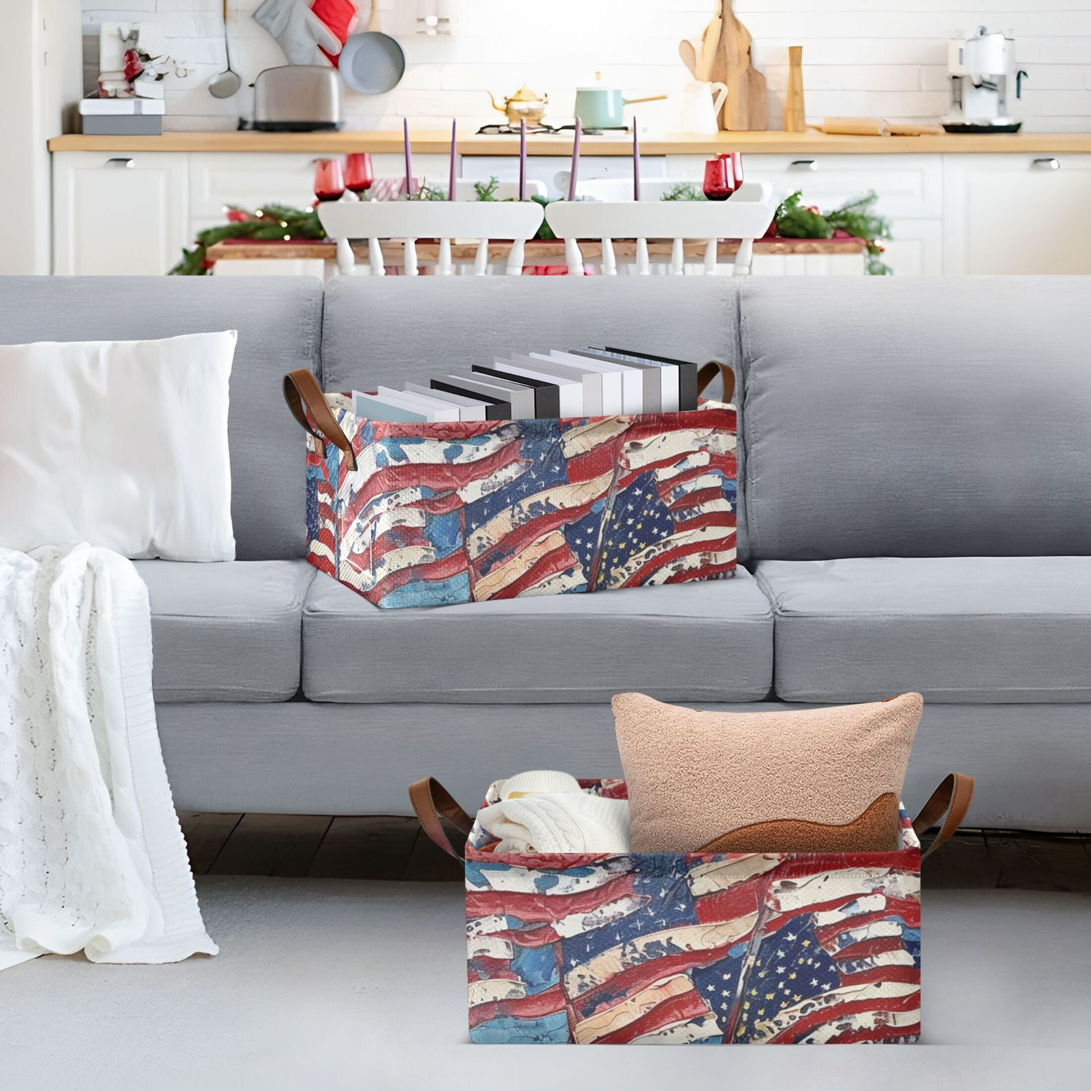 Usa Flags Storage Bins with Handles Foldable Storage Baskets for ...