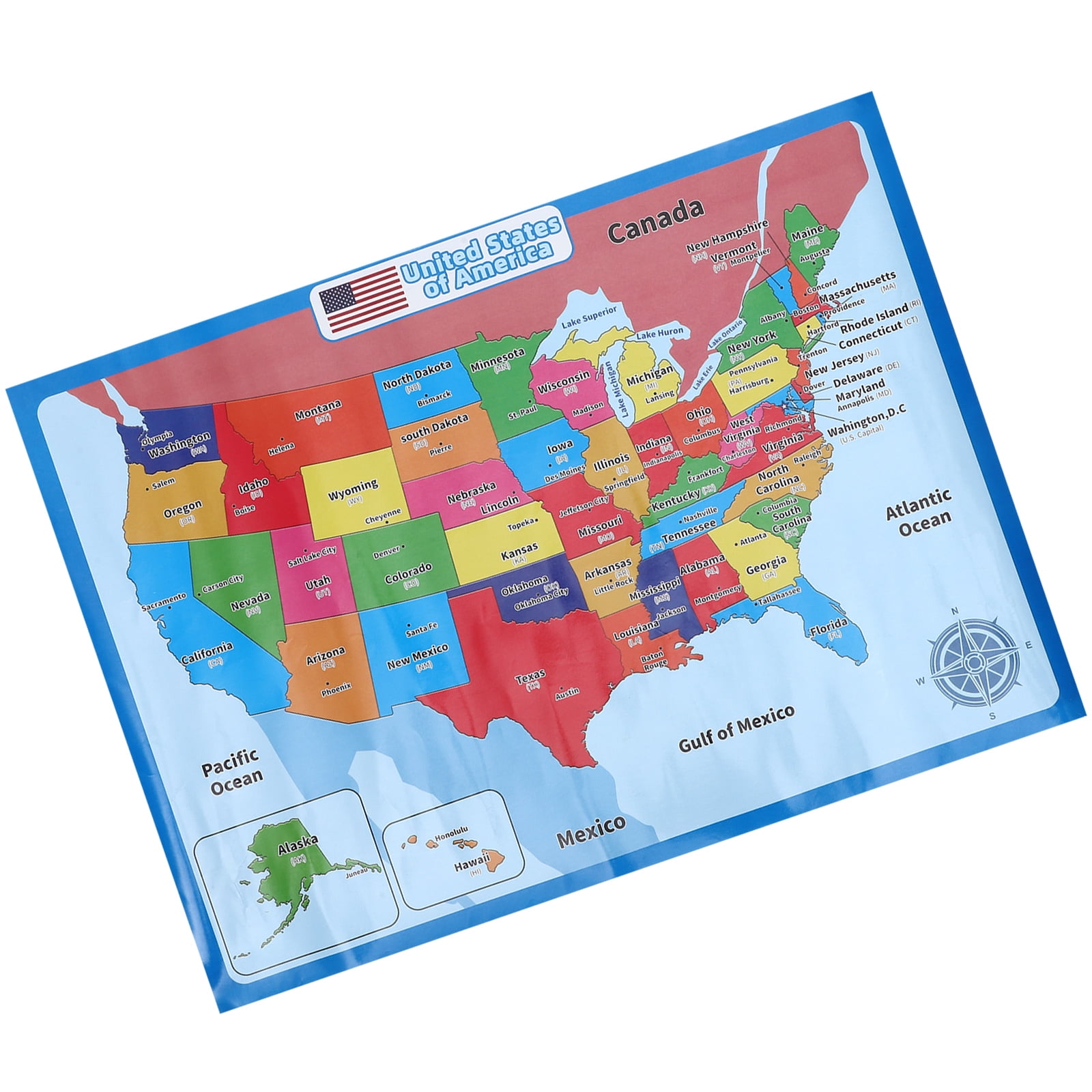 Usa Map Kids Geography Poster United States Map USA Map for Kids Child ...