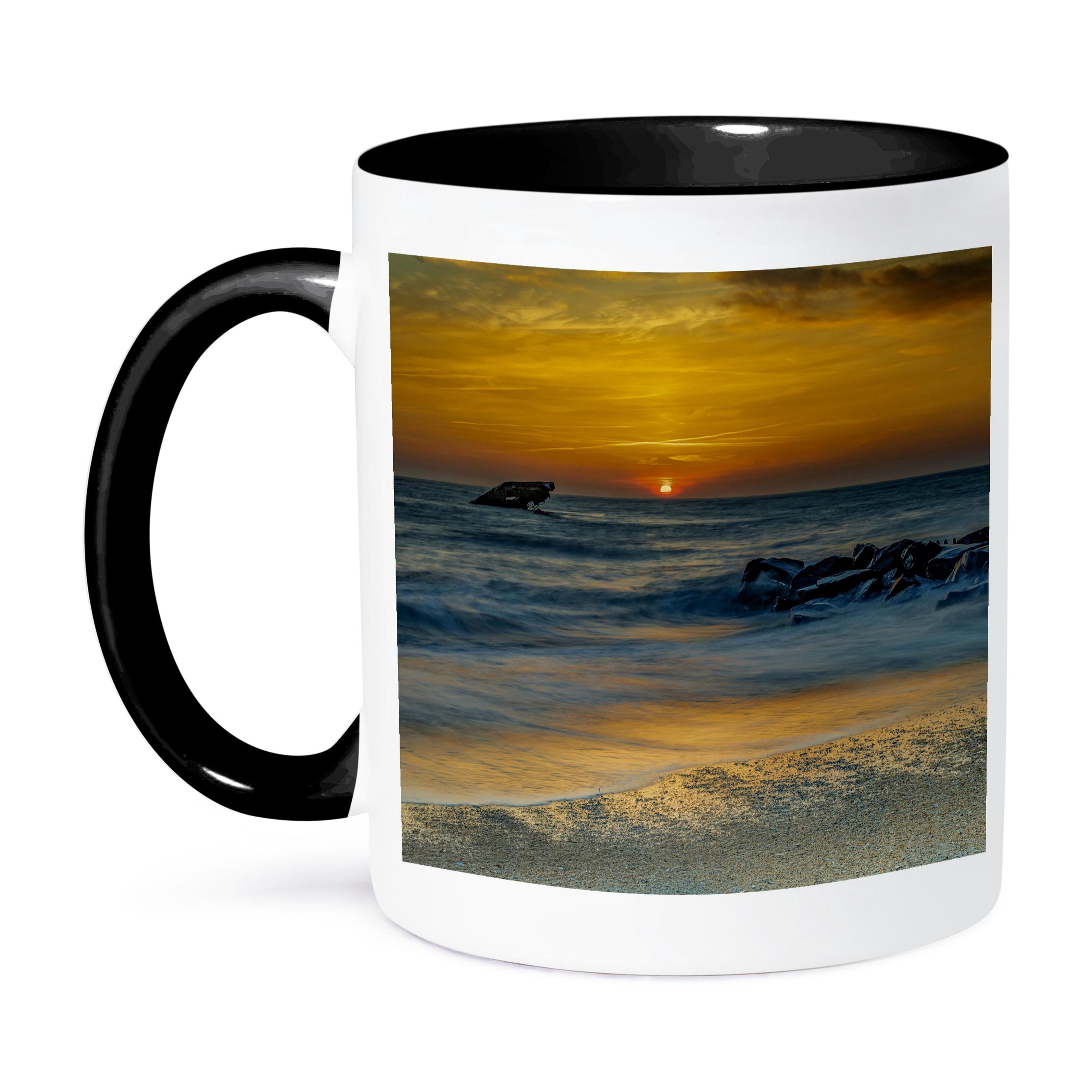 Usa, New Jersey, Cape May Nat. Seashore. Sunrise On Ocean Shore., 15oz ...