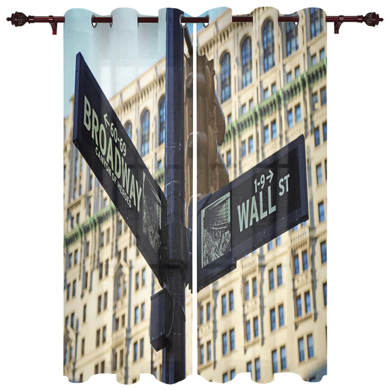 Usa New York Street Signs Pattern Valance Window Curtains For Living ...