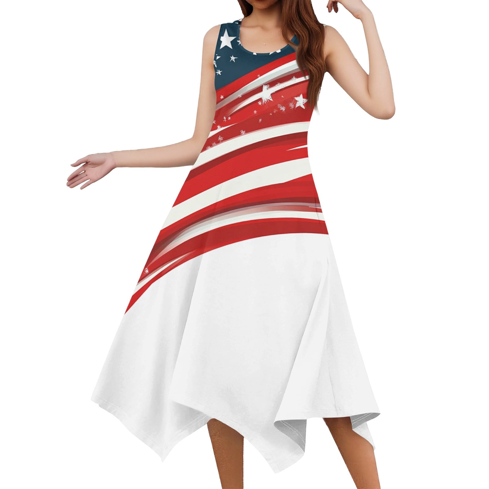 Usa Sundress for Women 2025 Patriotic Beach Maxi Dresses Casual ...