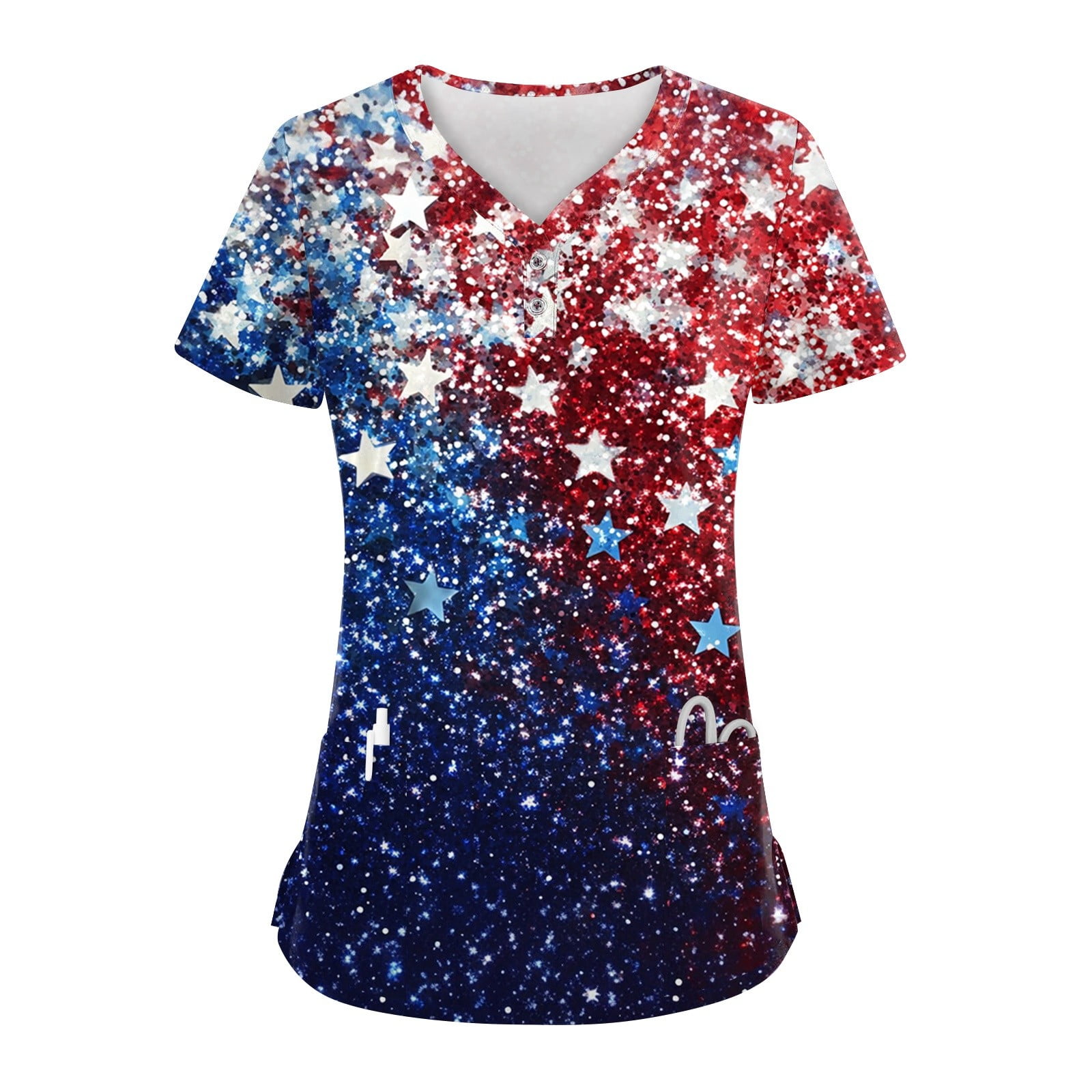 Usa Tank Top Women,July 4Th Scrub Tops Women V-Neck Short Sleeve ...