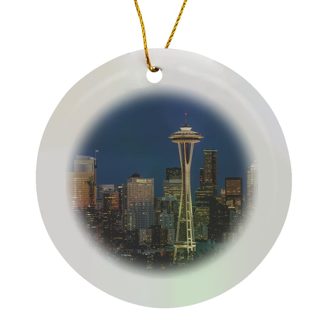 3drose, Usa, Washington State. Seattle Skyline at Dusk., Circle ...