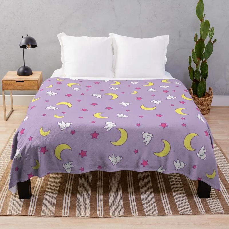 Usagi Blanket - Sailor Moon - Crescent Moon and Bunny Pattern Throw ...