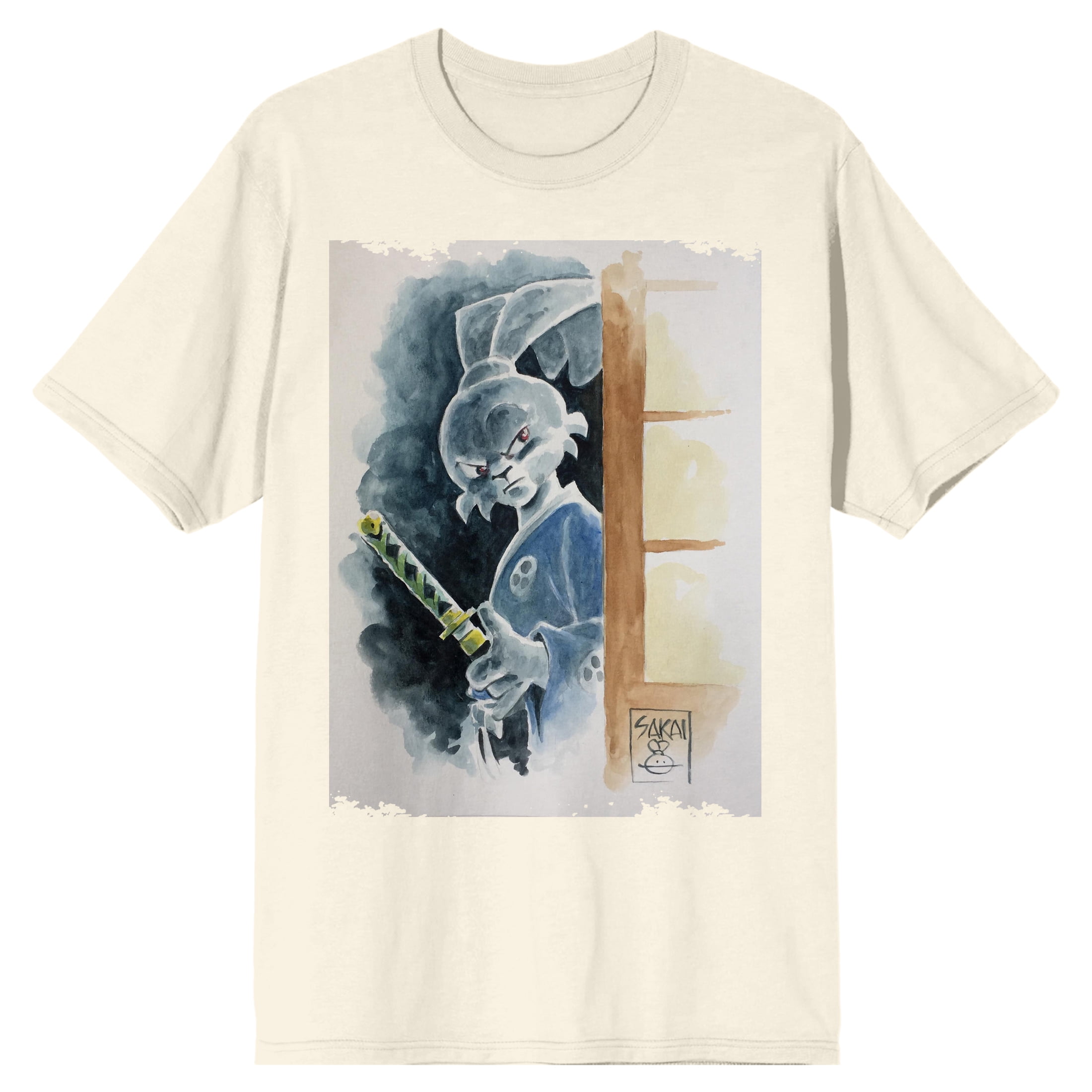 Usagi Yojimbo Painted Samurai Yojimbo Men's Natural Crew Neck Short ...