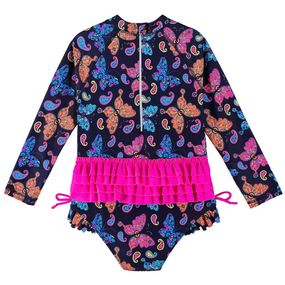 Usaibhir Toddler Girls One Piece Swimsuit Kids UPF 50+ Rash Guard ...