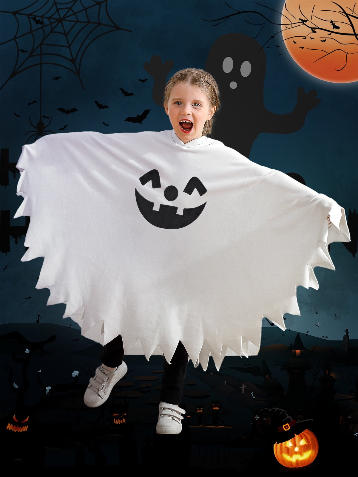 Usaibhir Unisex Kid Girl Boy Halloween Hood Cape Cloak Costume Ghost ...