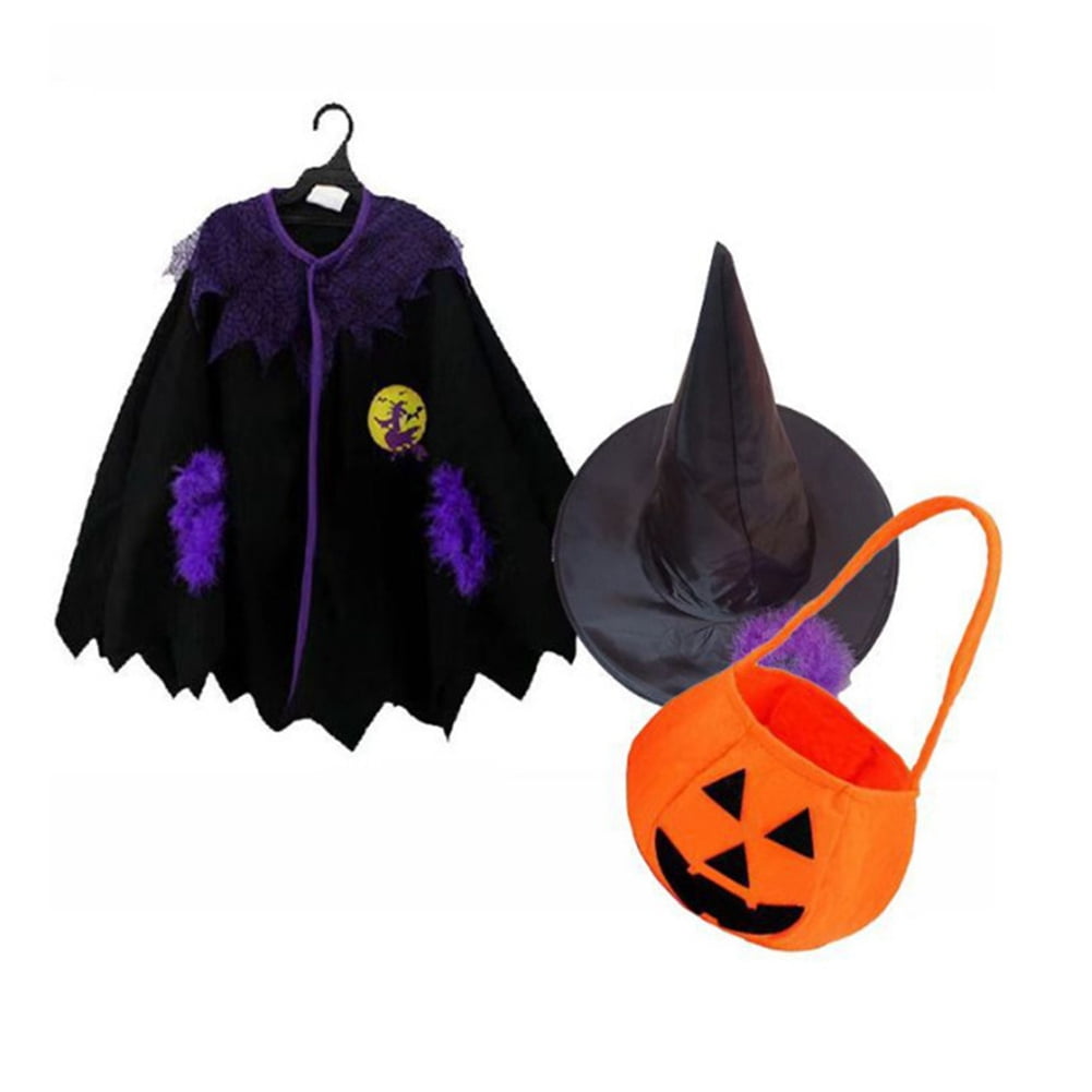 Usaibhir Witch Cloak Black Cloak Costume Kids Hooded Cloak Halloween ...