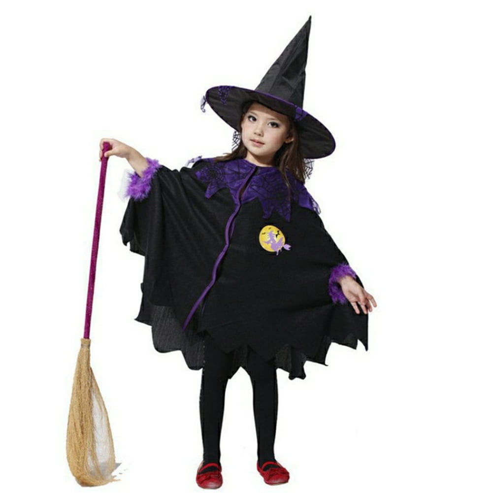 Usaibhir Witch Cloak Black Cloak Costume Kids Hooded Cloak Halloween ...