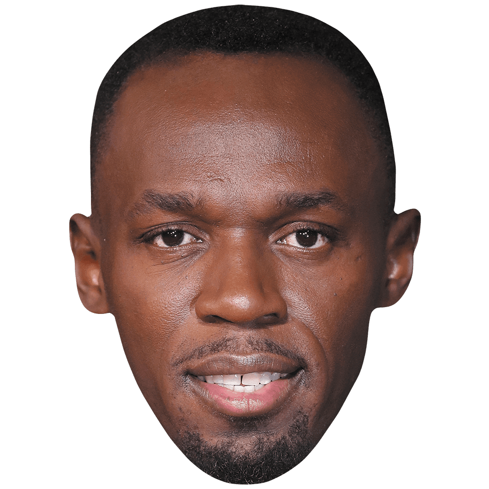 Usain Bolt (Beard) Celebrity Mask, Flat Card Face, Fancy Dress Mask ...