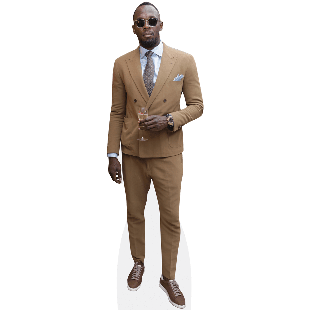 Usain Bolt (Brown Suit) Mini Cardboard Cutout Standee - Walmart.com
