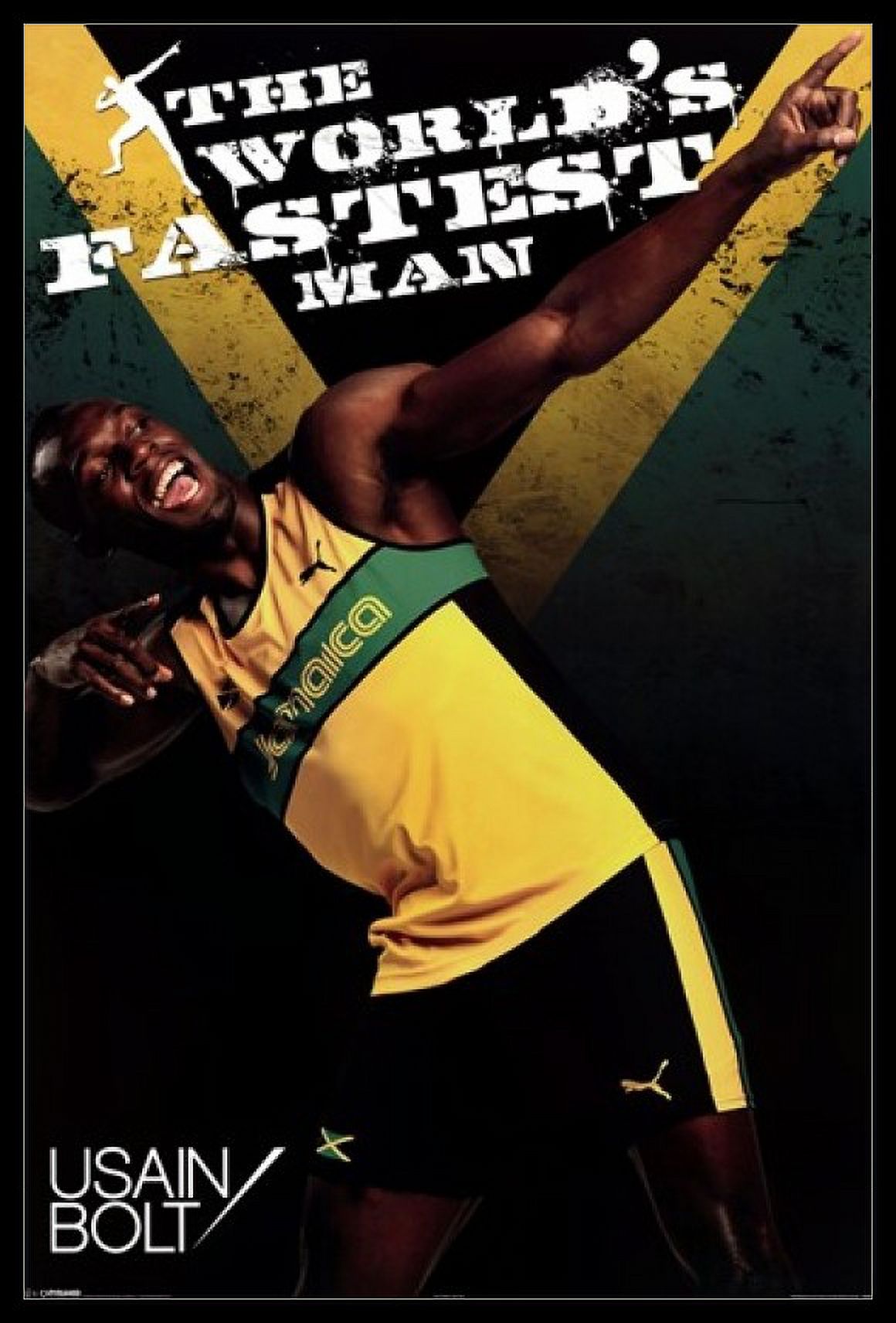 Usain Bolt - Fastest Man Laminated & Framed Poster (24 x 36) - Walmart.com