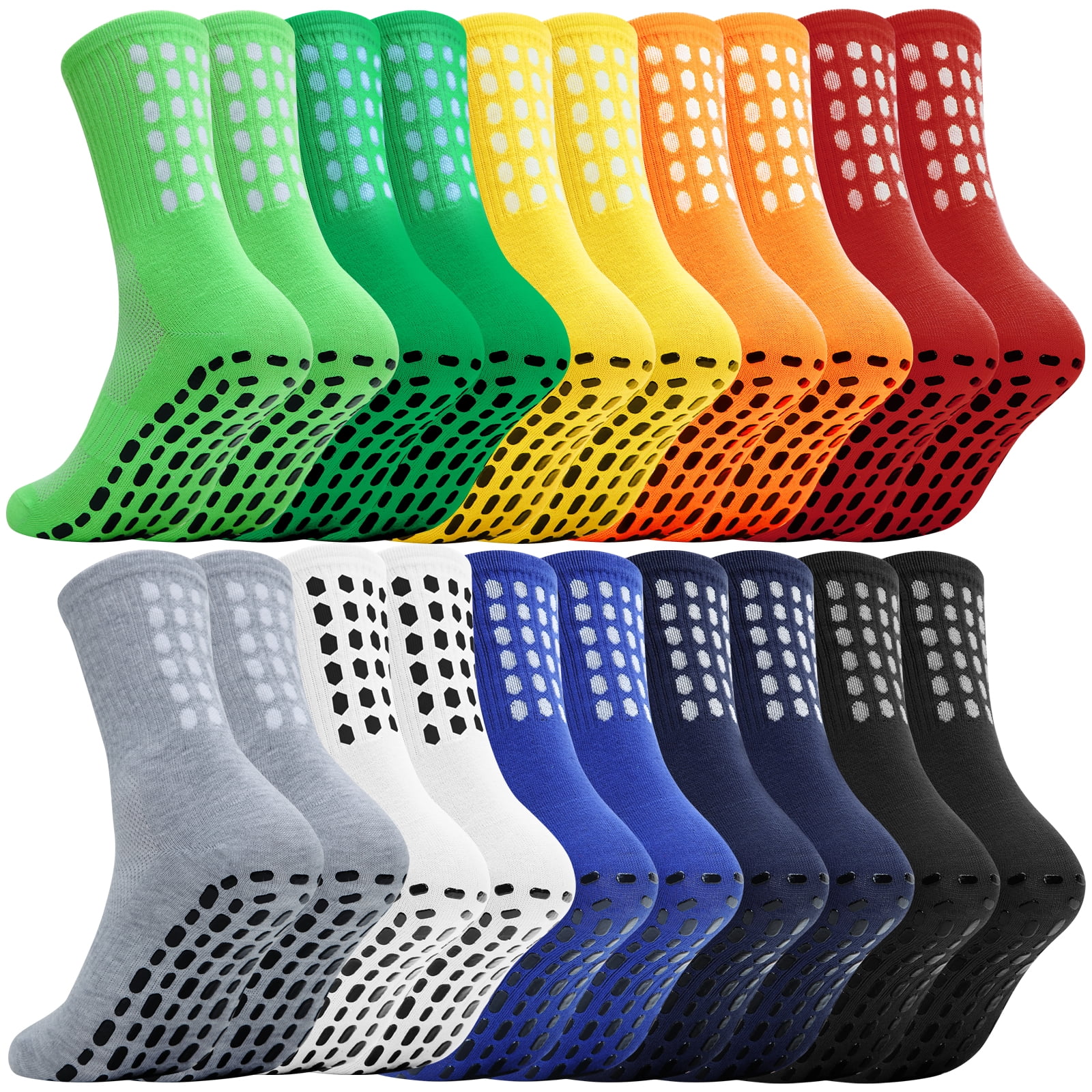 Usavemo 10 Pairs Mens Non Slip Grip Socks Basketball Football Gym Yoga ...