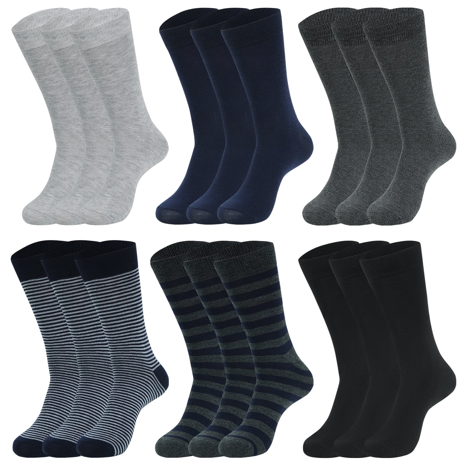 Usavemo 18 Pairs Men's Business Dress Socks, Thin Lightweight Crew ...