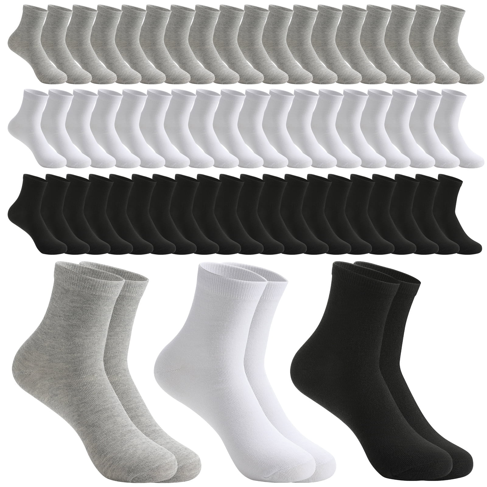 Usavemo 60 Pairs Mens Quarter Socks, Moisture Wicking Breathable Socks ...