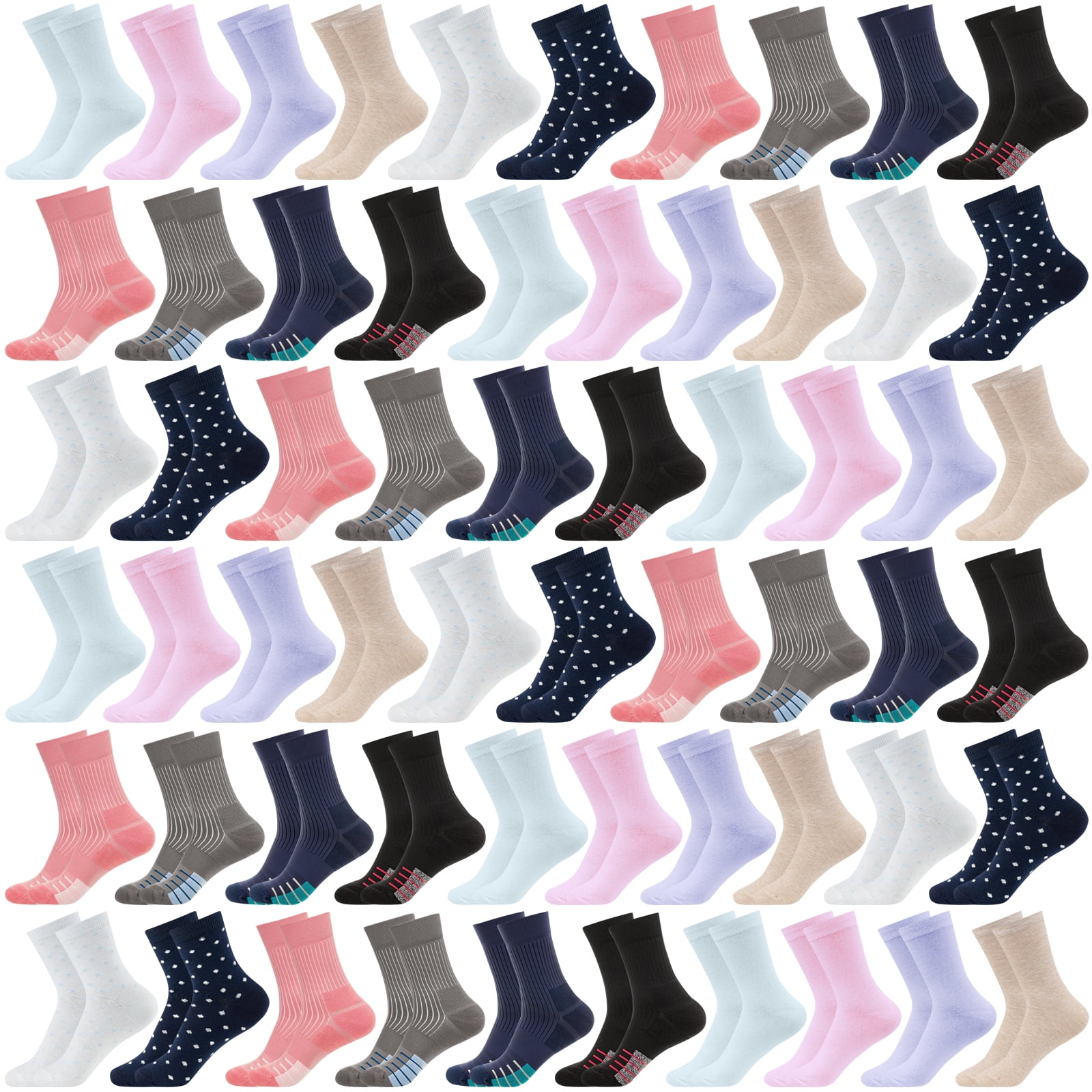 Usavemo 60 Pairs Quarter Socks Bulk Pack Various Value Sock Moisture ...