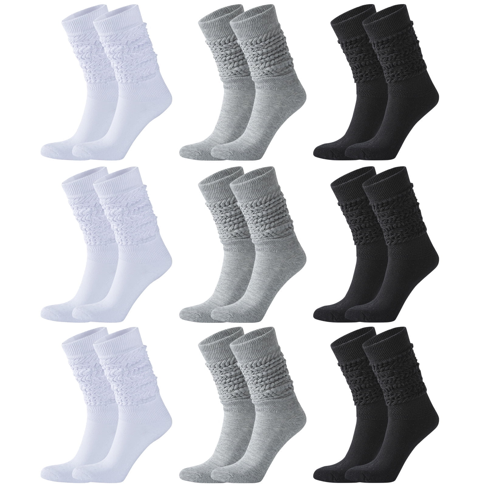 Usavemo 9 Pairs Slouch Socks, Cotton Cushion Boot Socks, Scrunch Socks ...