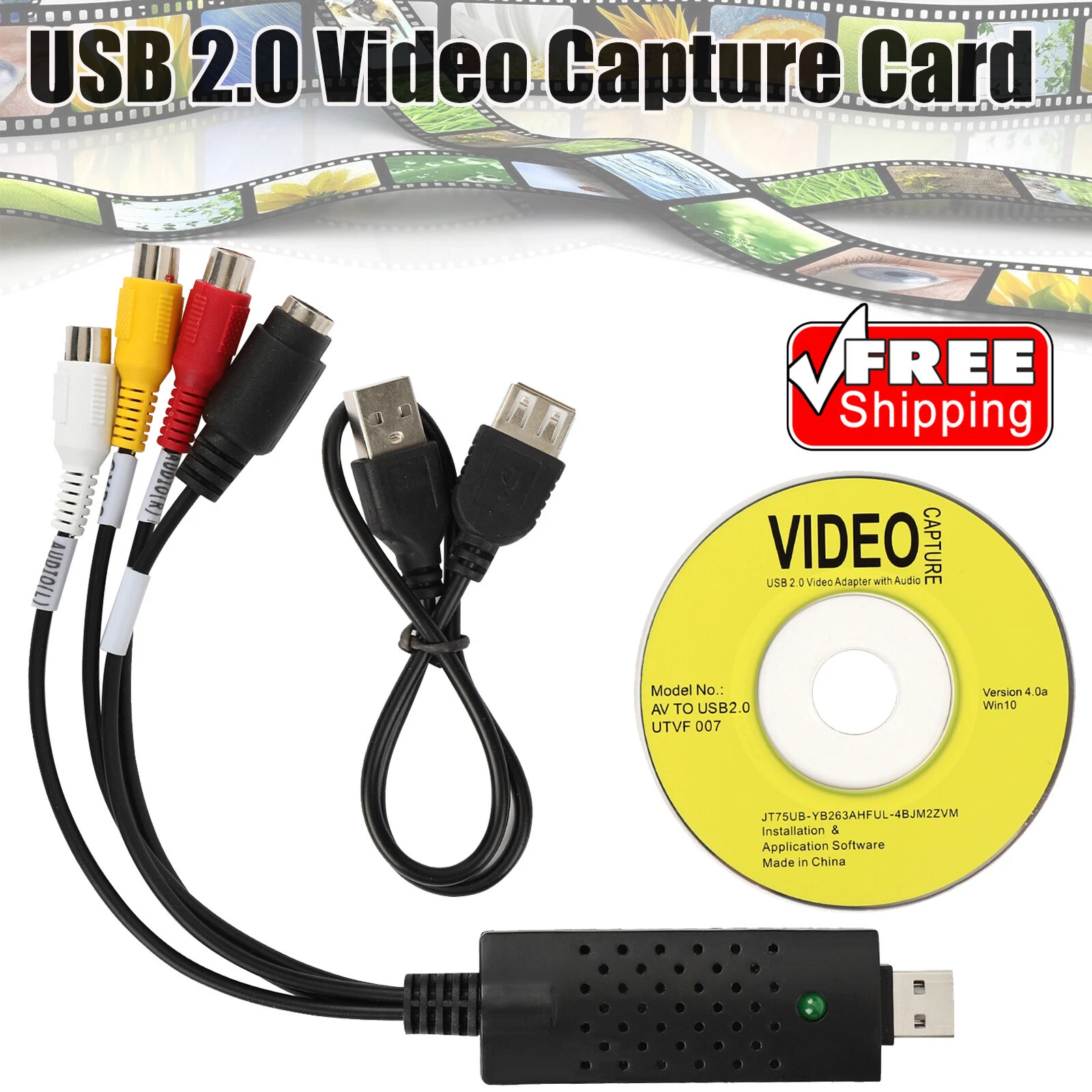 Usb 2.0 Audio Video Vhs Vcr To Dvd Converter Capture Card Adapter ...