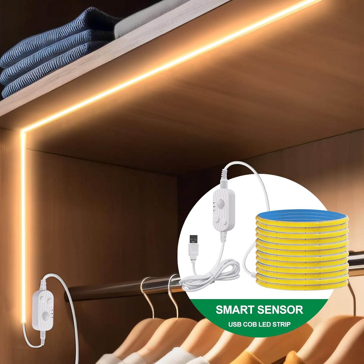 Usb 5V Cob Led Strip, 320 Leds/M Dimmable 3Mm Led Strip Lights With Usb ...