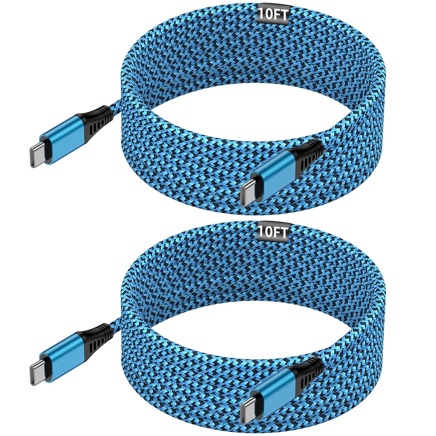 HOPEPOW USB-C to USB-C Cable, 2-Pack 10ft 3A Nylon Braided Fast ...