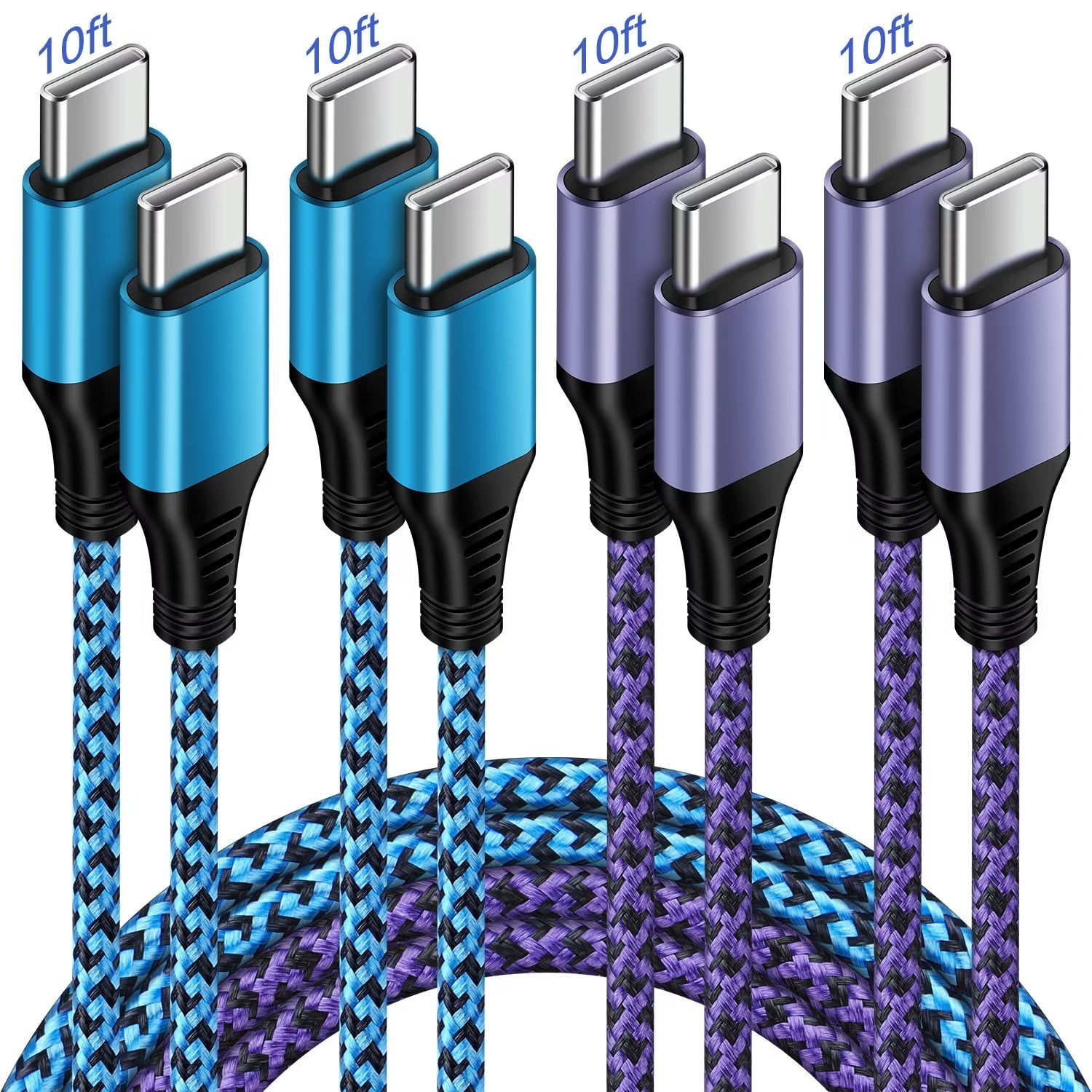 Ailkin USB C Cables 10ft 4-Pack, Type C to USB C Fast Charging Cables ...