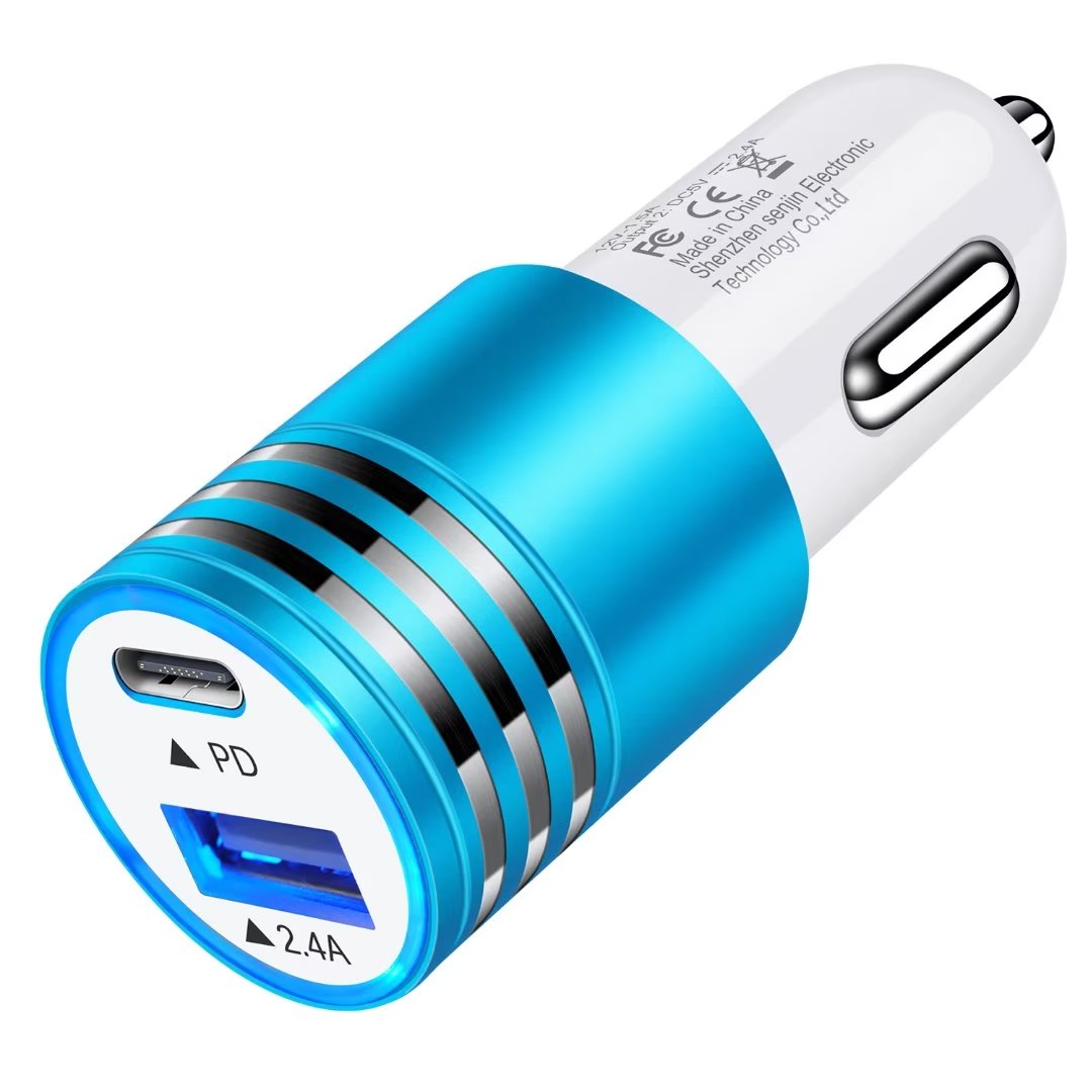 Usb C Car Charger,AILKIN 2.4A/PD18W Fast Charge Car Cigarette Lighter ...