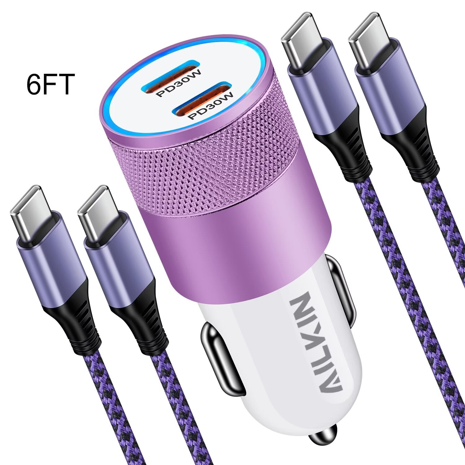 Usb C Car Charger Fast Charging,AILKIN PD 60W Dual Usb Car Charger Adapter for Android Type C ...