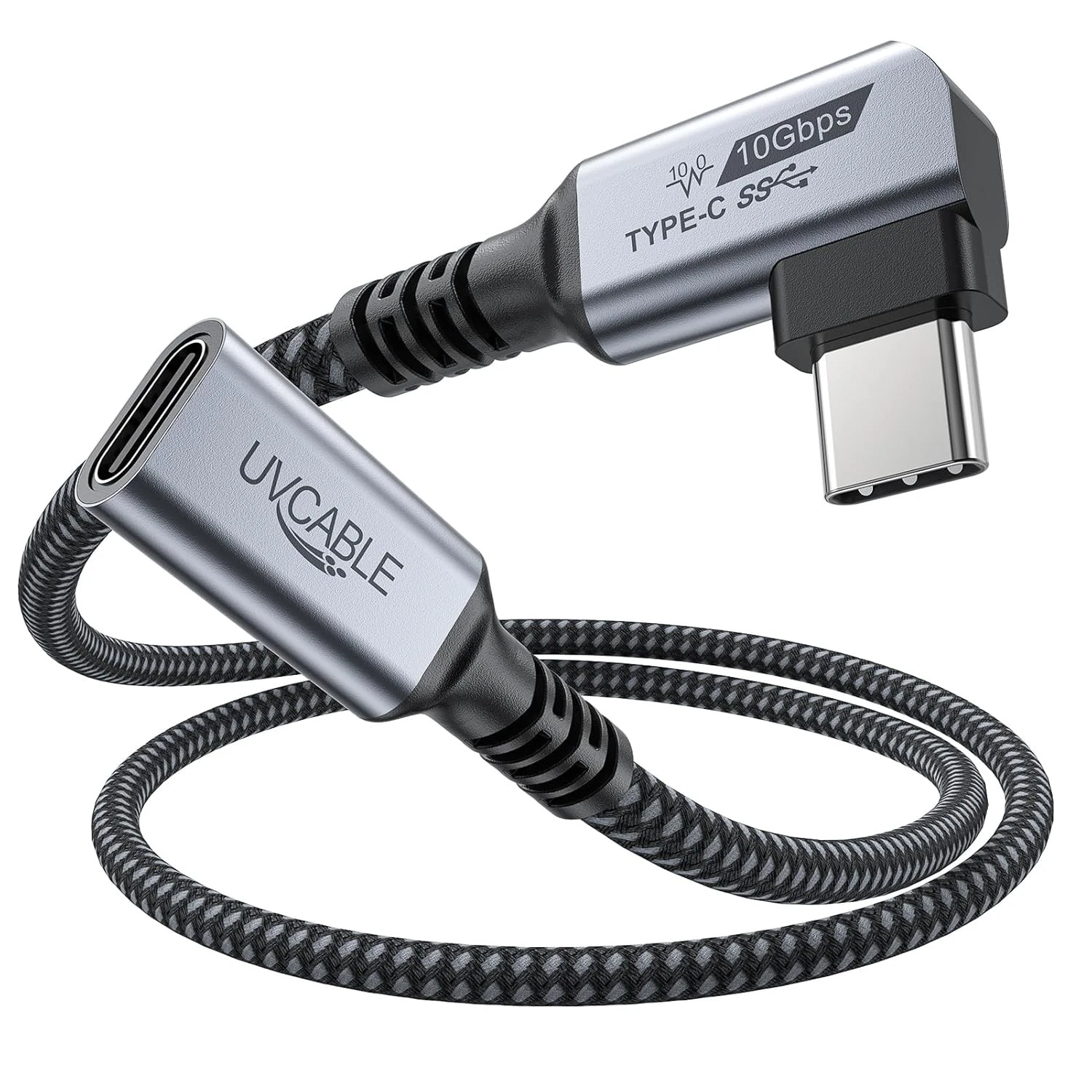 Usb C Extension Cable Right Angle 3.3Ft, Type-C 3.2 Gen 2 3.3Ft, Grey ...