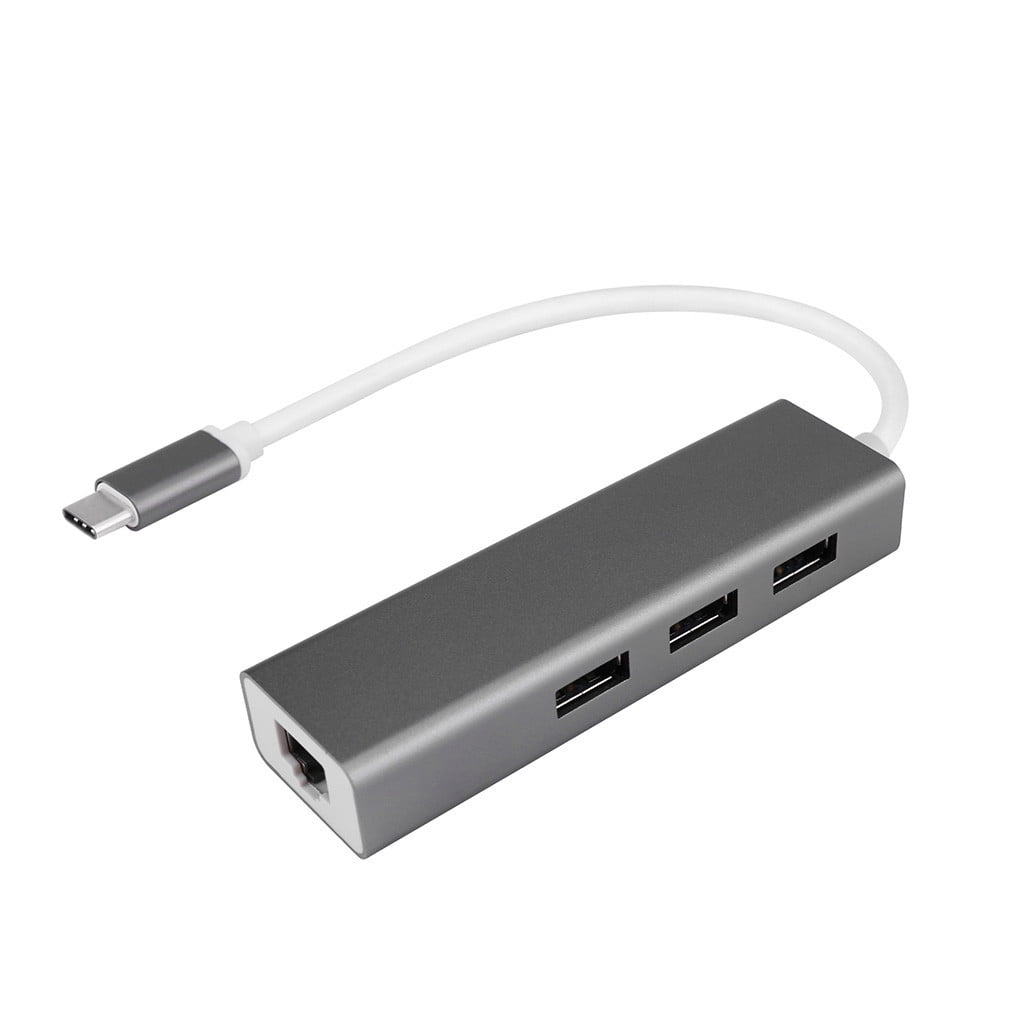USB C to LAN Ethernet Adapter USB 3.1 Type-C 3 Port Hub Wired Network ...