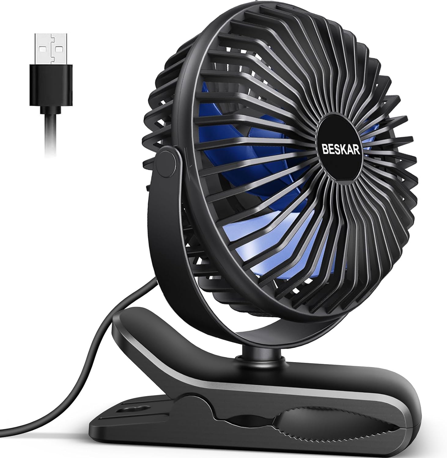 Usb Clip On Fan, Portable Small Fan With Cord Powered, 3 Speeds Strong ...