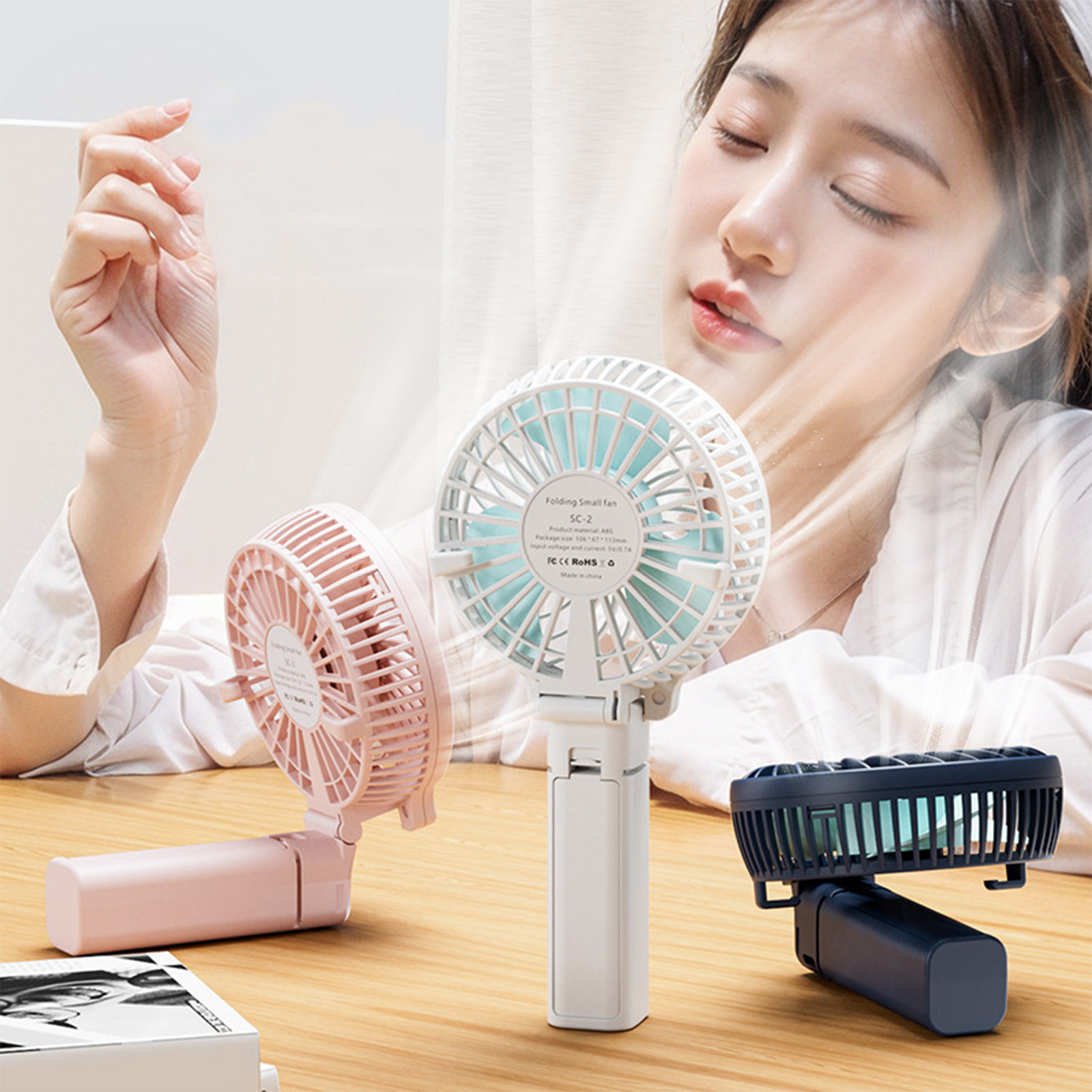 Usb Fan Handheld Small Foldable Silent Strong Wind Desktop Portable ...