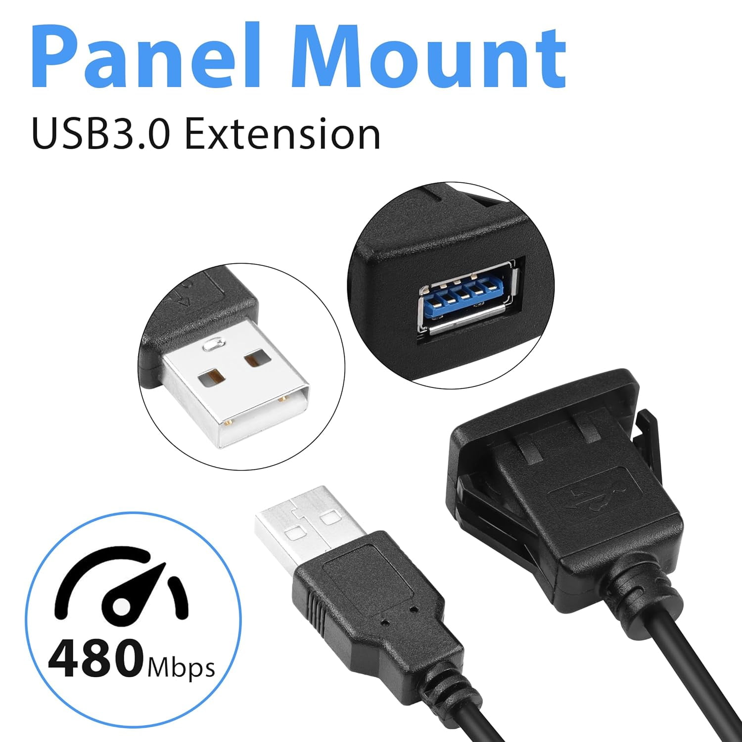 Usb Flush Mount Cable Usb 3.0 Square Dash Mount Panel Extension Cable ...