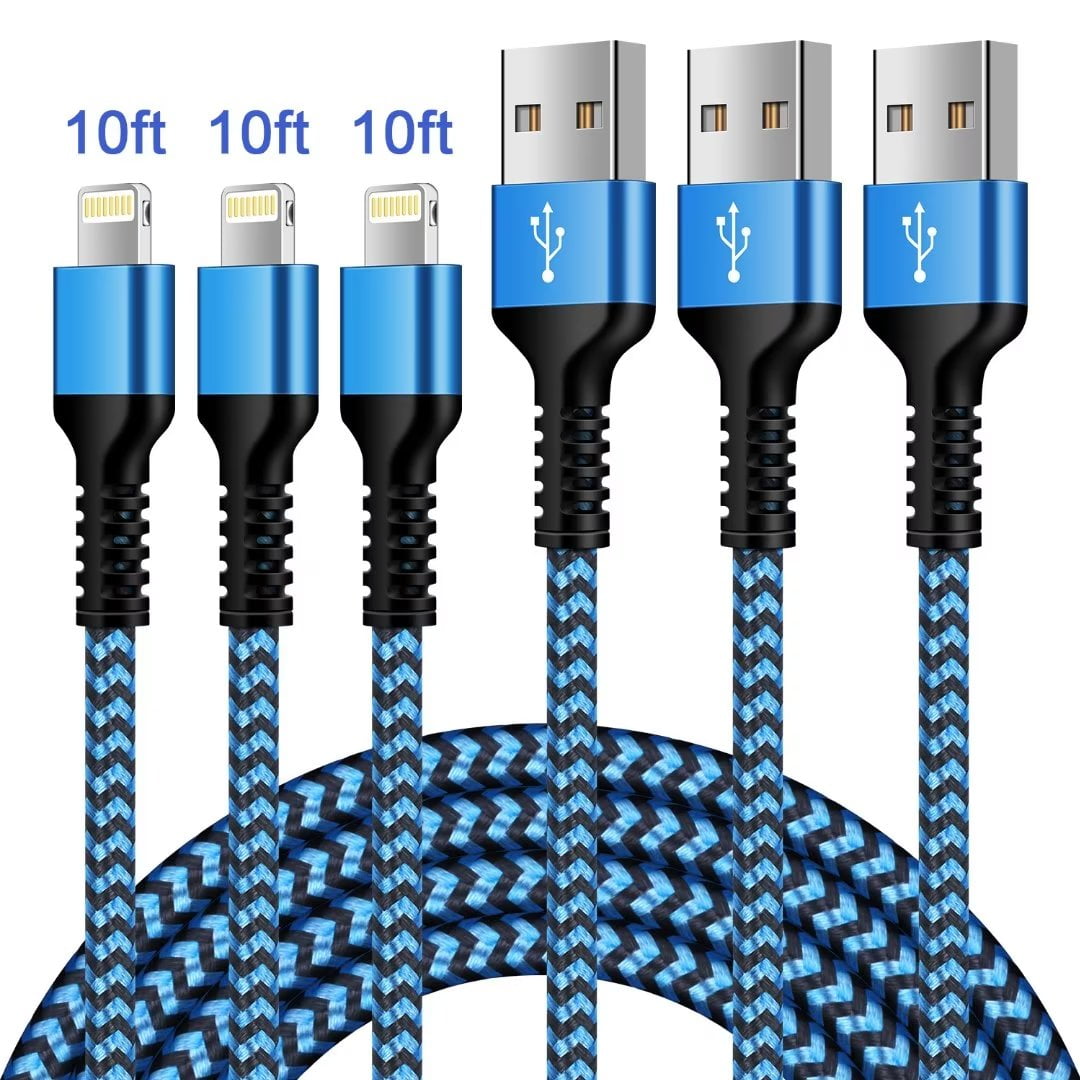 Usb a to Lightning Cable 10ft,AILKIN 3PACK Lightning Charging Cables ...