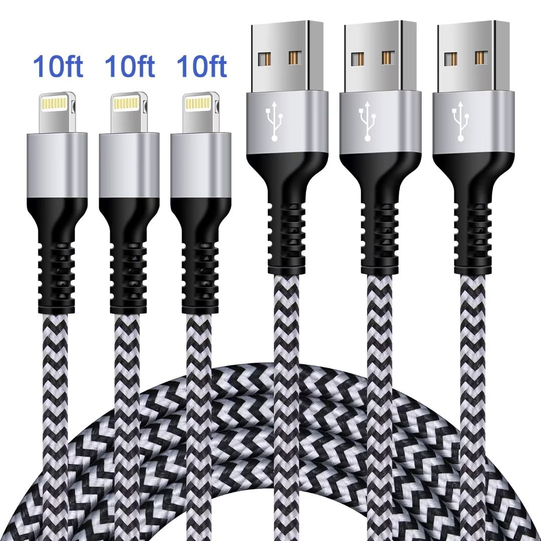 Usb a to Lightning Cable 10ft,AILKIN 3PACK Lightning Charging Cables ...