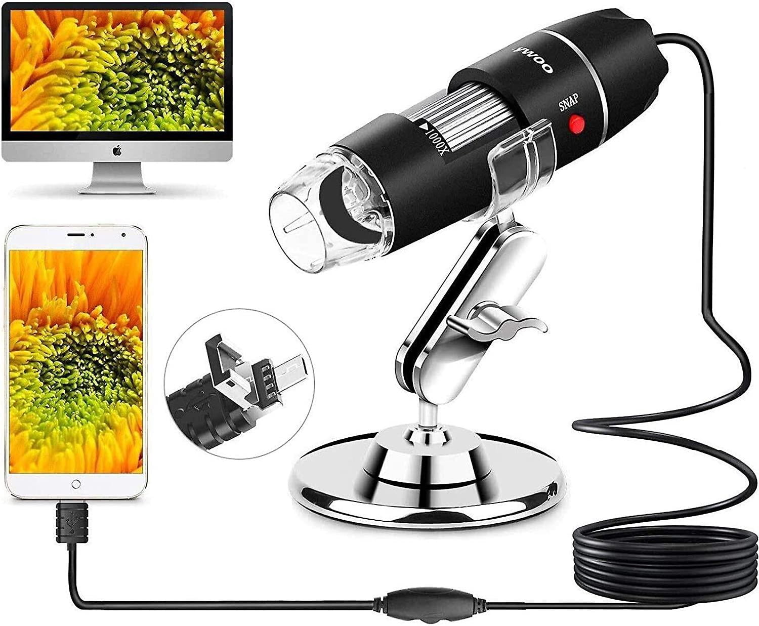 Usb Microscope 8 Led Usb 2.0 Digital Microscope, 40 To 1000x ...