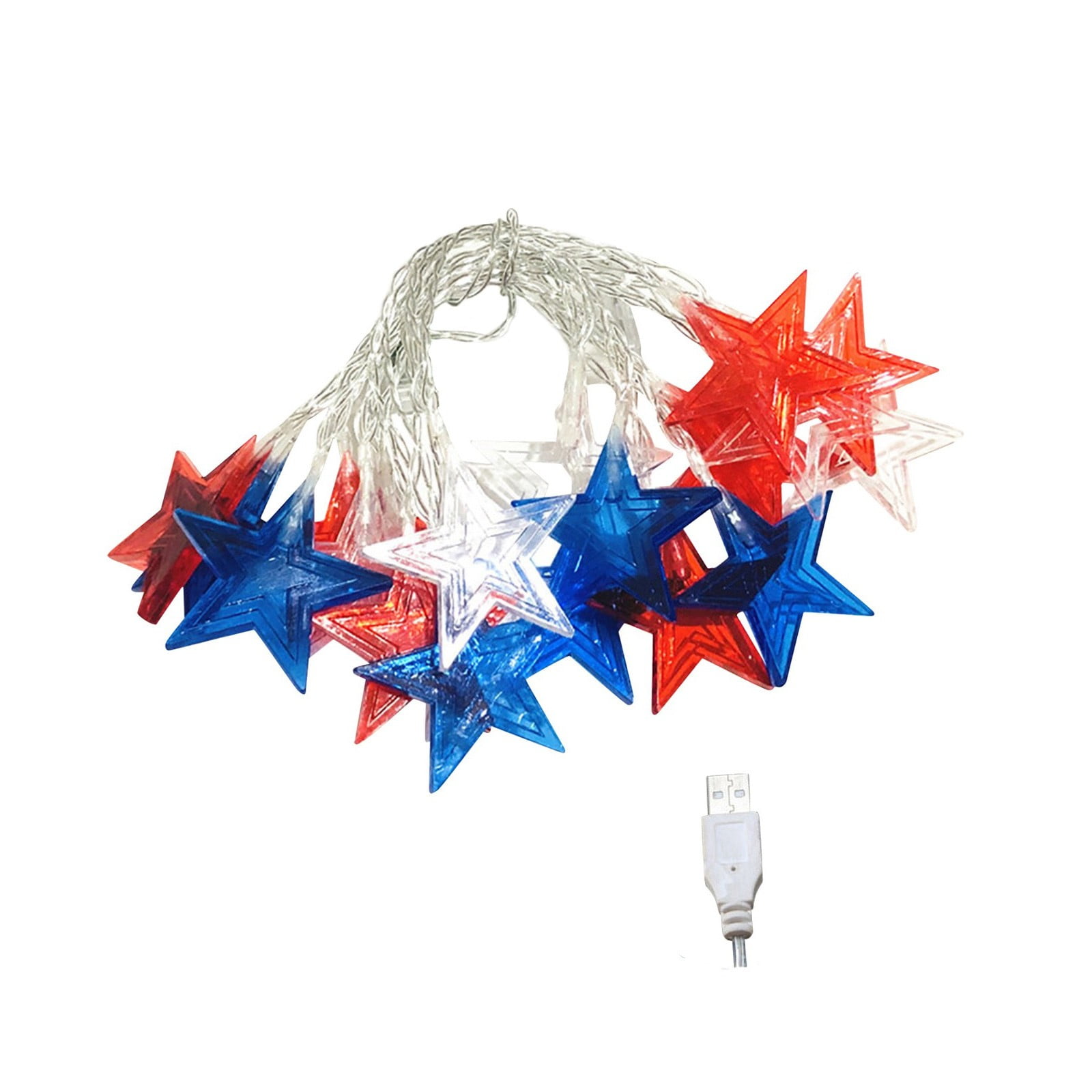 Usb Plug-In Red White And Blue Independence+Day+Decorations, String ...