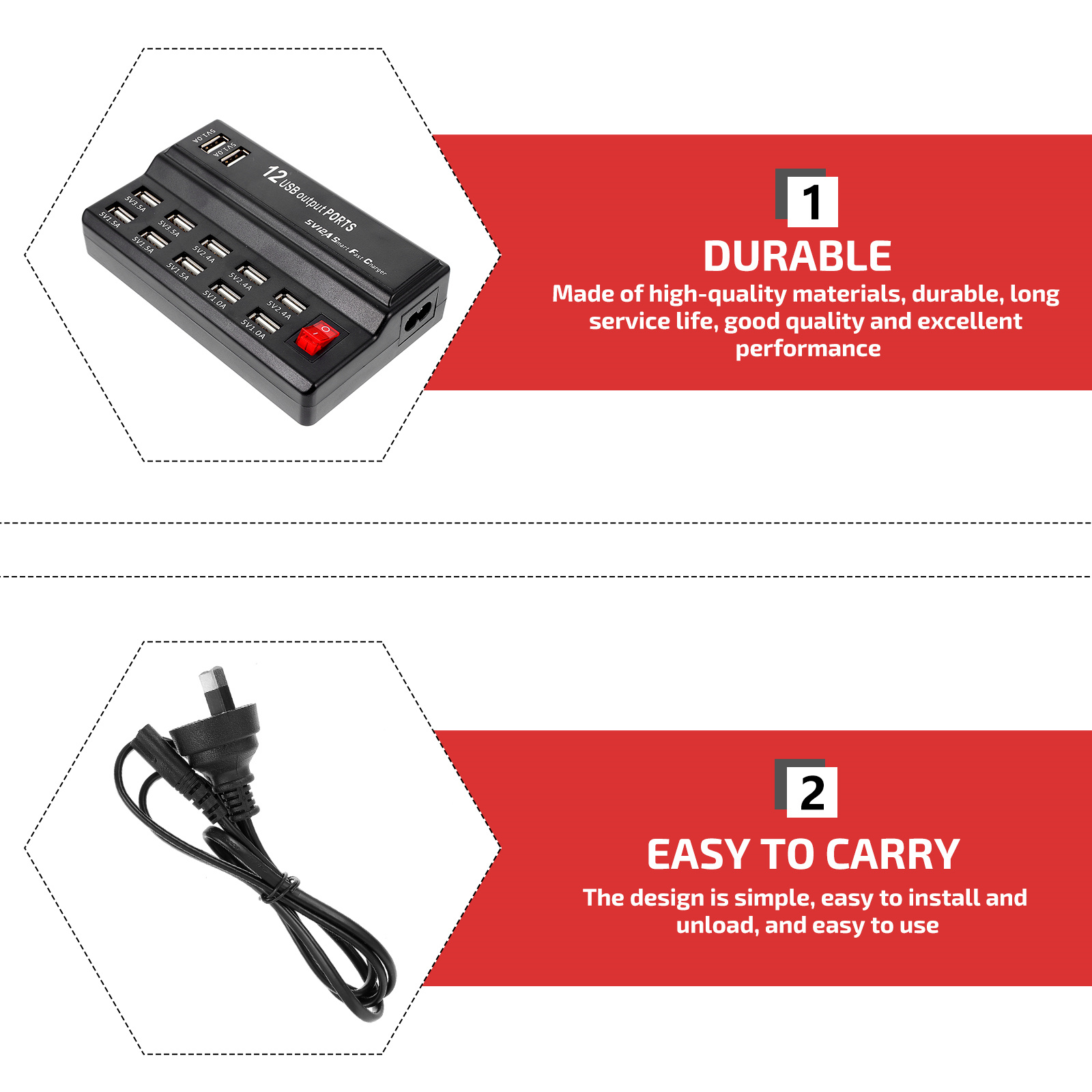Usb Ports Power Charger,12 Ports Power Adapter Multi Ports Charging ...
