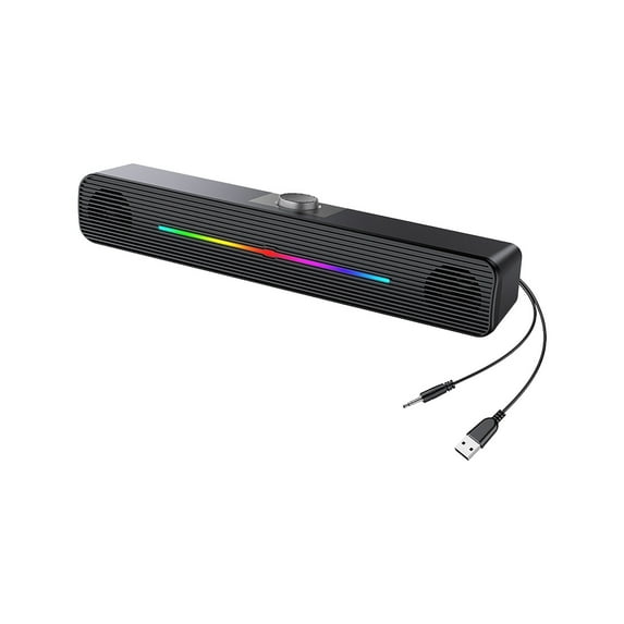 Usb Powered Pc Speakers With Rgb Light And Aux Cable For Desktop Laptop ...