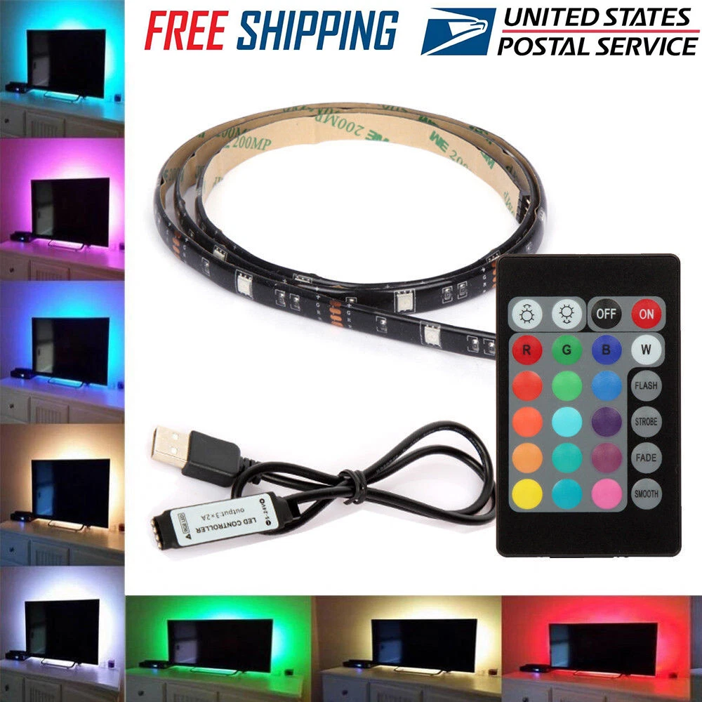 Usb Powered Rgb 5050 Led Light Strip Computer Tv Backlight Remote ...